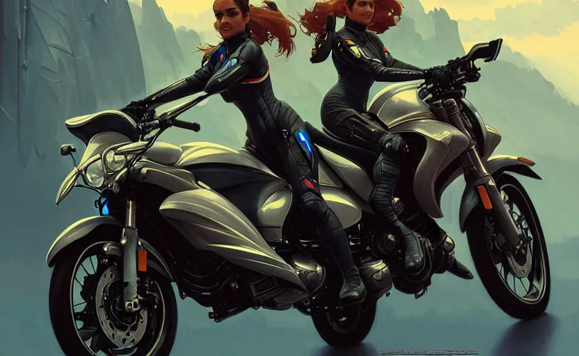 Police female riding yamaha motorcycle, sci-fi, highly | Stable ...