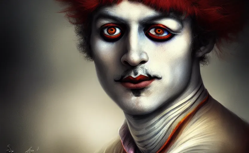 award winning portrait of a attractive male pierrot, | Stable Diffusion ...