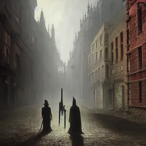 A beautiful painting of a gothic city street similar | Stable Diffusion ...