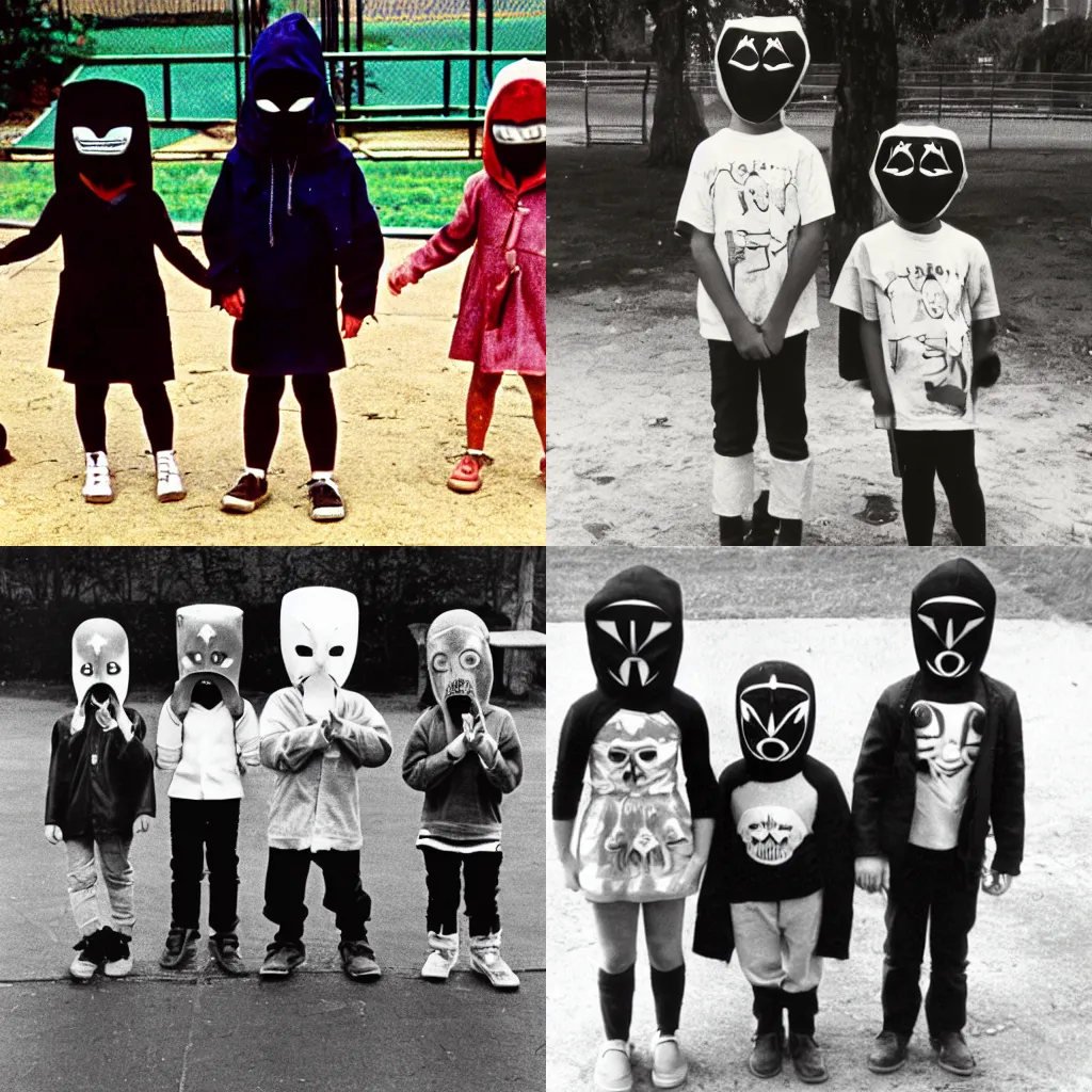 a photograph of three small children wearing occult | Stable Diffusion ...