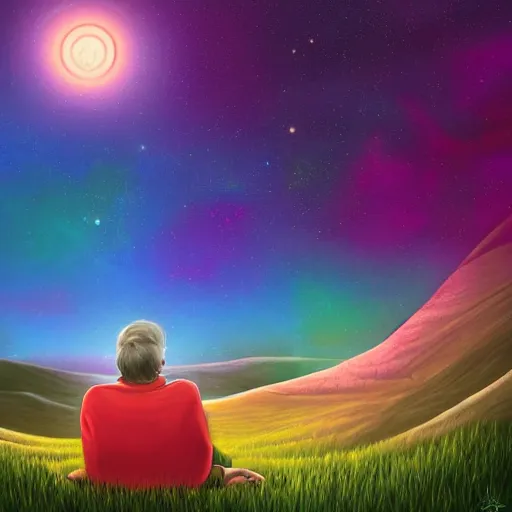 a peaceful man relaxing in the cosmos by David Normal, | Stable ...