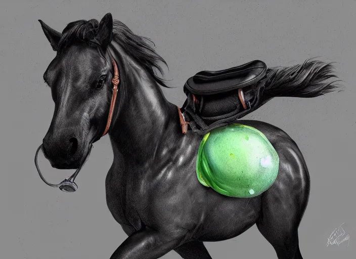concept art of horse with a slime, carrying a saddle | Stable Diffusion ...