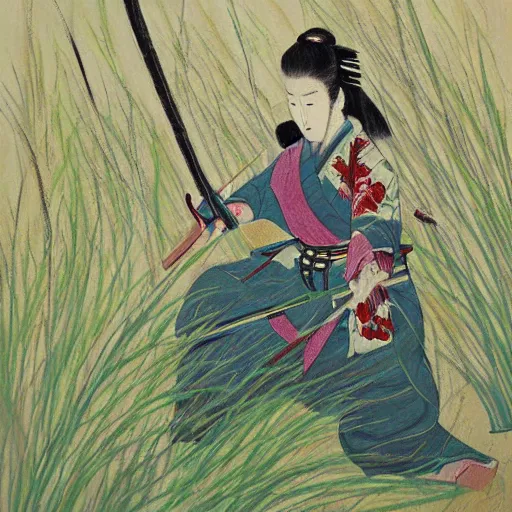 a beautiful painting of a samurai cutting through a | Stable Diffusion ...