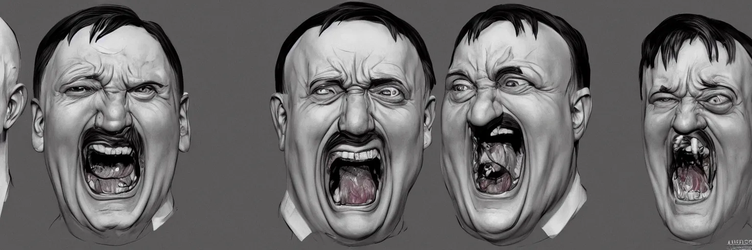 character face study of screaming adolf hitler, clear, | Stable ...