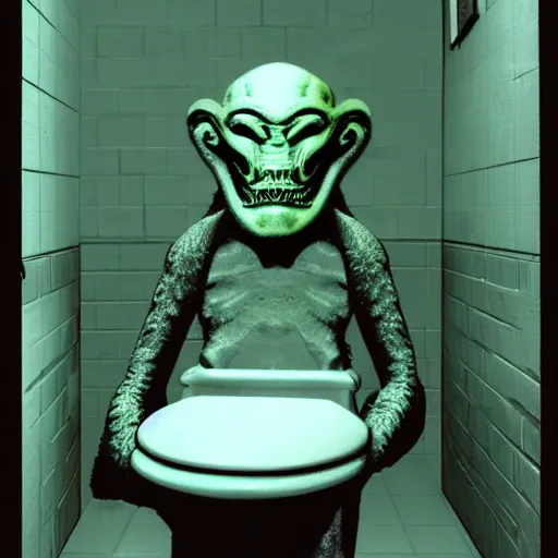HP Lovecraft alien sitting on the toilet. Color | Stable Diffusion ...