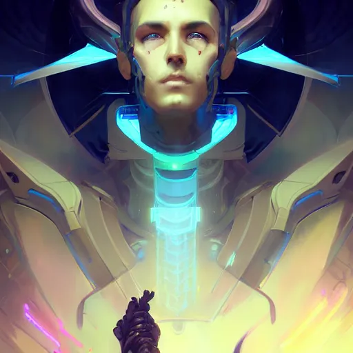 a portrait of a handsome cybernetic angel boy, | Stable Diffusion