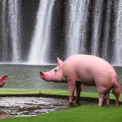 a photograph of two pigs playing golf in the rain | Stable Diffusion ...
