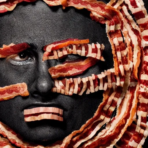a human face that is made entirely out of bacon strips | Stable ...