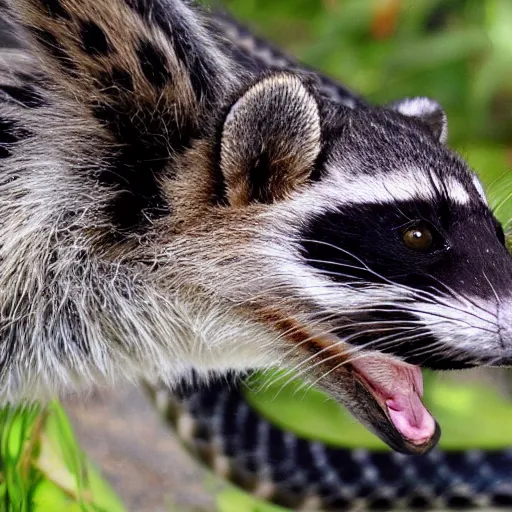 photo of a hybrid between a snake and a raccoon | Stable Diffusion