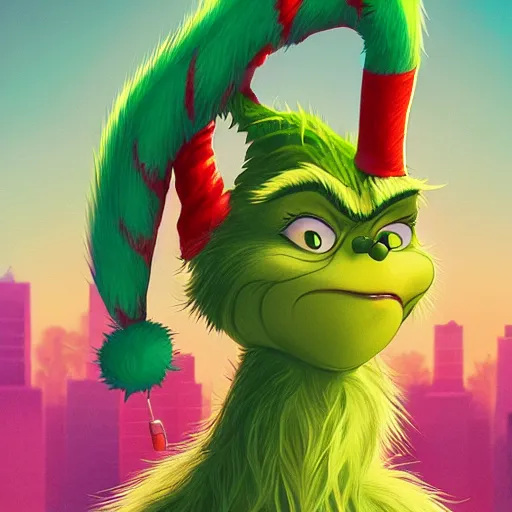 Dr. Seuss as The Grinch, ambient lighting, 4k, anime | Stable Diffusion