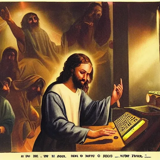 jesus is the Disk Jockey in a seedy nightclub in new | Stable Diffusion ...