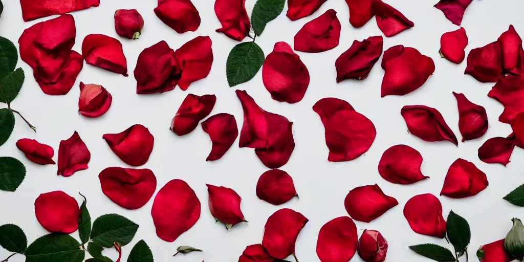 various kinds of separate rose petals, botanical | Stable Diffusion