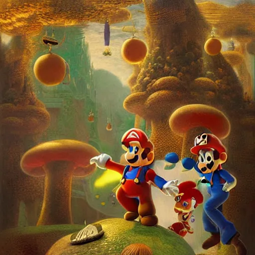 palace of the mushroom kingdom, super mario, by jean - | Stable Diffusion