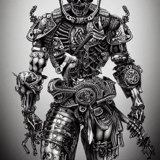 cyborg skeleton warrior with a very ornamentated | Stable Diffusion ...