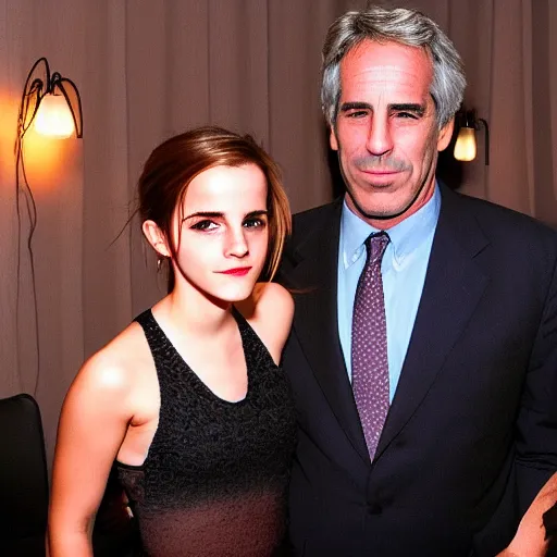 Emma Watson and Jeffrey Epstein at the stand up comedy | Stable Diffusion