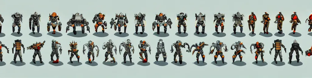 isometric game asset of fallout power armor, a few, | Stable Diffusion