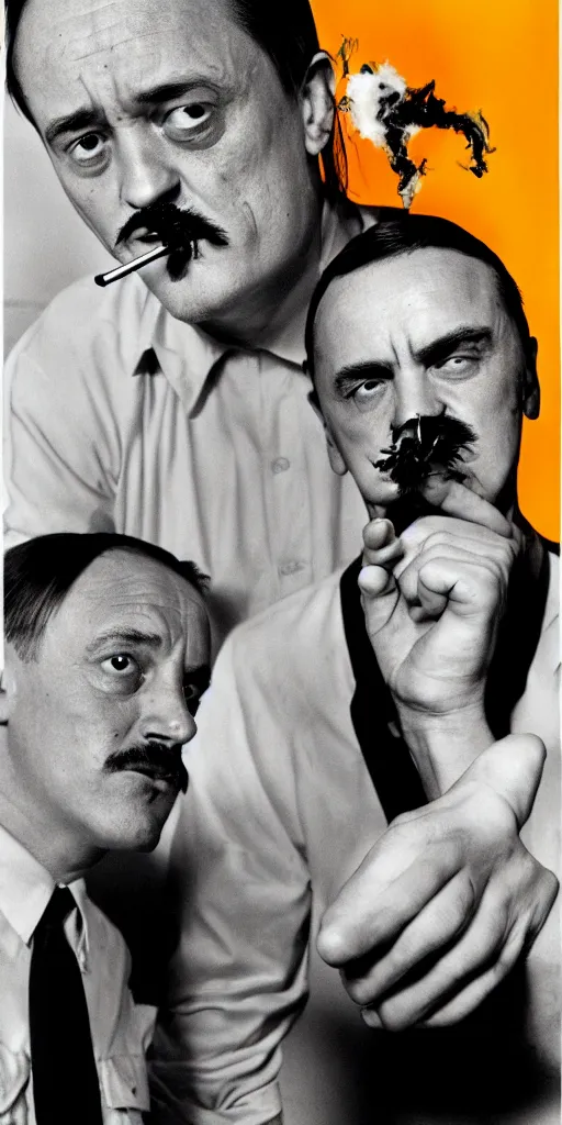 award winning photo of mike patton and hitler smoking | Stable Diffusion