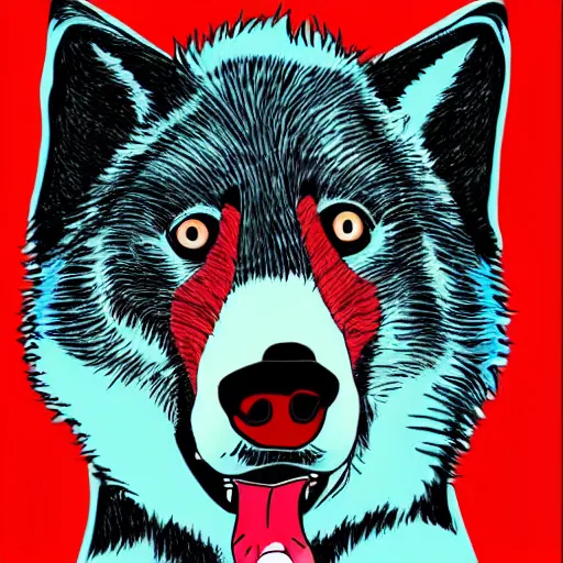 portrait of retarded wolf, funny, stupid, squint eyes, | Stable ...