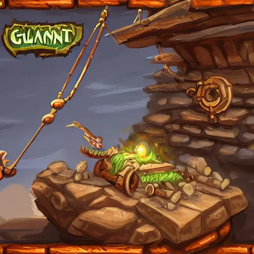 a sling catapult, rocks flying, cart wheels, fantasy | Stable Diffusion ...