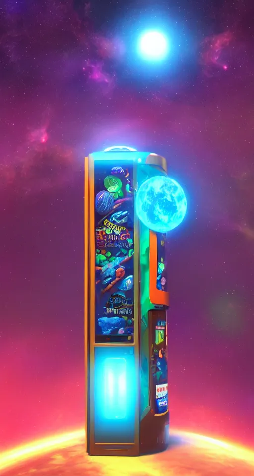 futuristic vending machine with magic potions inside, | Stable ...