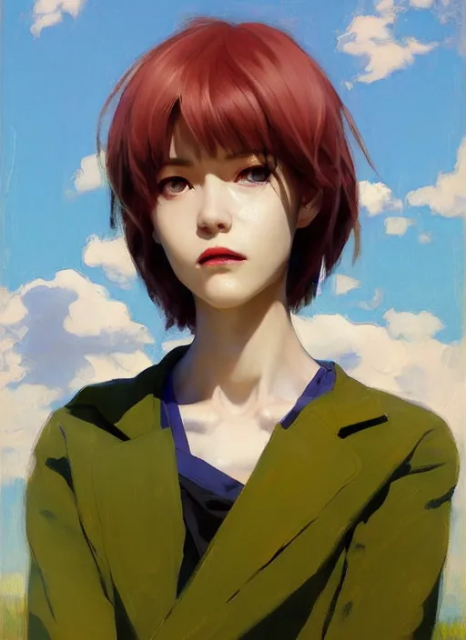 portrait of Rei Ayanami from Evangelion, countryside, | Stable Diffusion