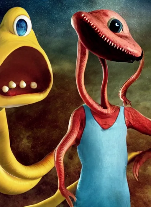 Photo of an anthropomorphic earthworm, disaster movie | Stable ...
