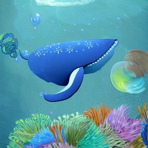 a fancy whale wearing kelp leis and dancing with | Stable Diffusion ...