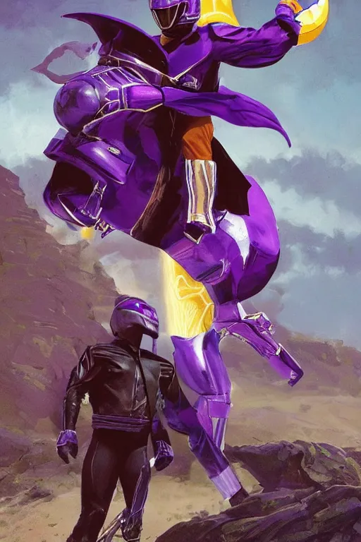 portrait of johnny cash as purple ranger from power | Stable Diffusion