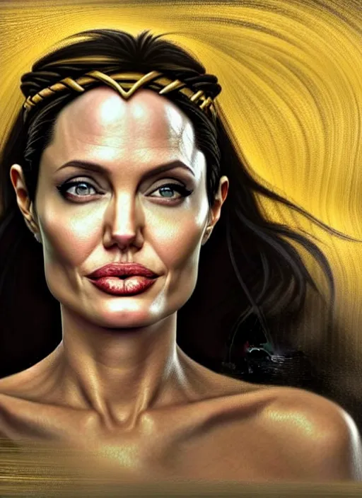 angelina jolie as a greek goddess, gold, jewelry, | Stable Diffusion ...