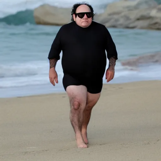 Goth Danny Devito beach photoshoot | Stable Diffusion