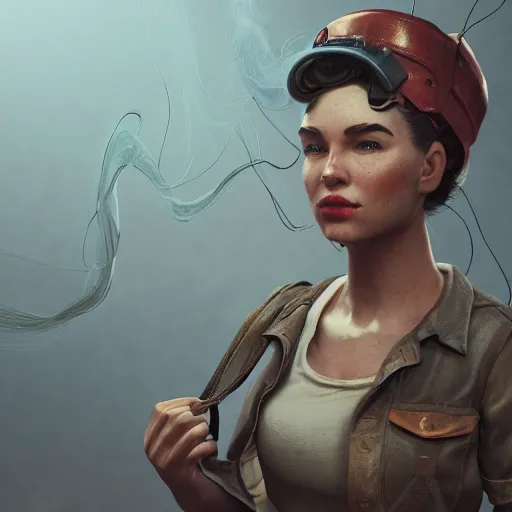 a portrait of Rosie the riveter, industrial setting, | Stable Diffusion ...