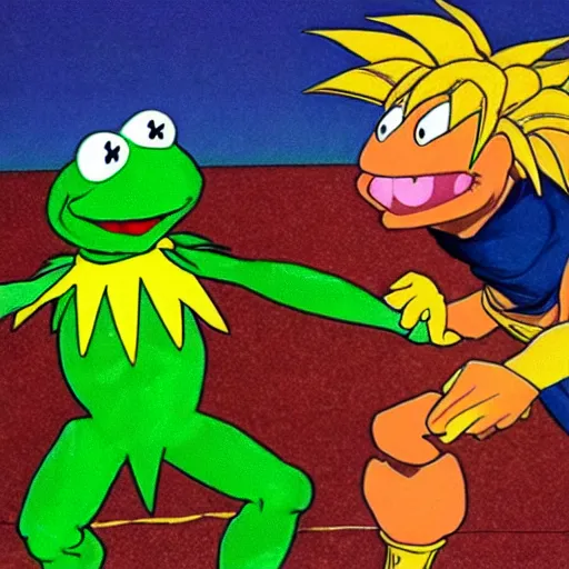 kermit the frog fighting goku, kermit the frog is | Stable Diffusion ...