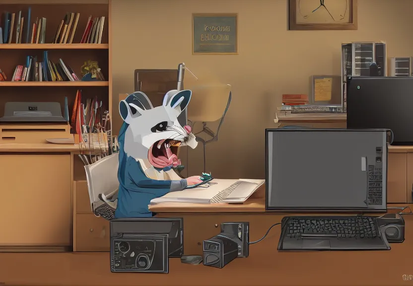 possum dressed as an office worker, working on a | Stable Diffusion ...