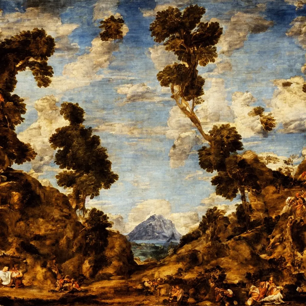 a Titian painting of a scene inside of a on old temple | Stable ...