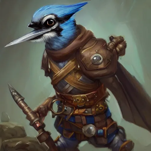 cute little anthropomorphic battle - ready blue jay, | Stable Diffusion