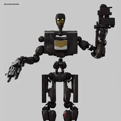 an action figure of a robot with a gun, concept art by | Stable ...