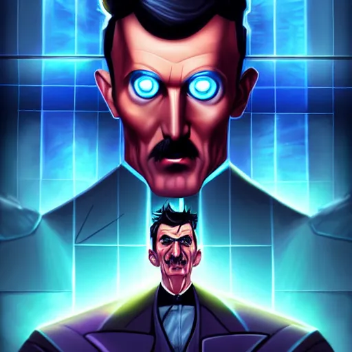 Nikola Tesla as a supervillain with electric powers, | Stable Diffusion ...