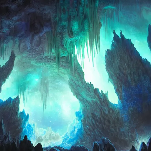 fantasy alien planet inside mysterious cavern with | Stable Diffusion ...
