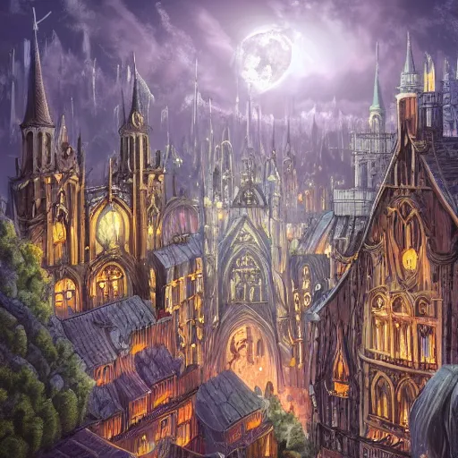sprawling gothic capital city of high fantasy. The | Stable Diffusion | OpenArt