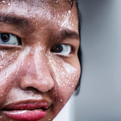 extreme closeup of sweaty person, wideangle | Stable Diffusion | OpenArt