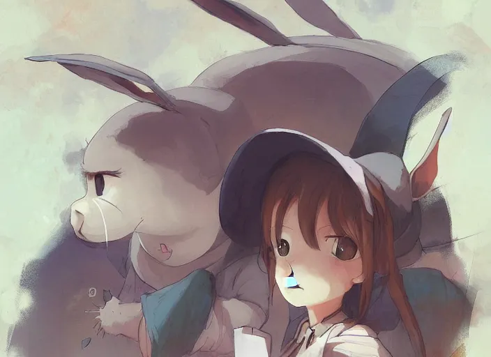 a rabbit on a train in a japanese anime, rabbit, pa | Stable Diffusion ...