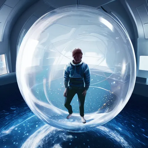 an explorer floating through space inside a giant | Stable Diffusion ...