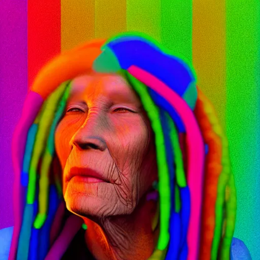 old woman with long dreadlocks in rainbow colors, | Stable Diffusion ...