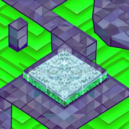 isometric view of a big stone with encrusted emeralds | Stable ...