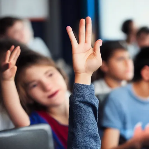 digital photography of a student raising his hand | Stable Diffusion ...