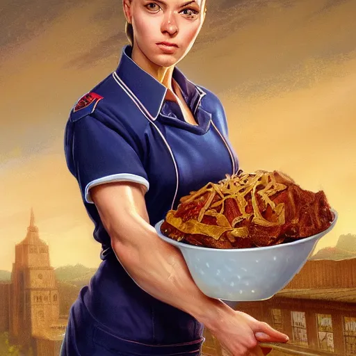 epic portrait an muscular waitress wearing short | Stable Diffusion ...