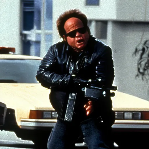 A still of Danny Devito as the Terminator in | Stable Diffusion