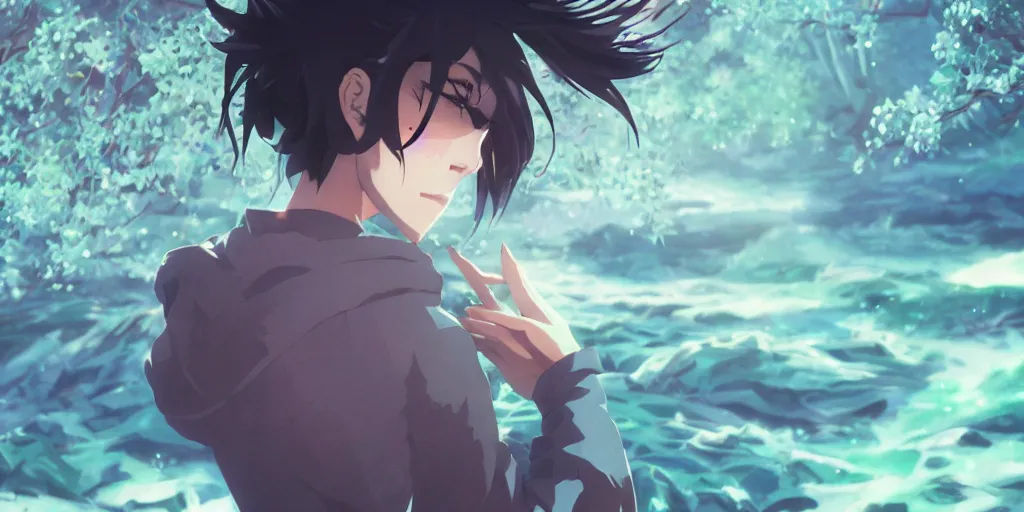 deep green anime eyes, prism highlights, depth of | Stable Diffusion ...