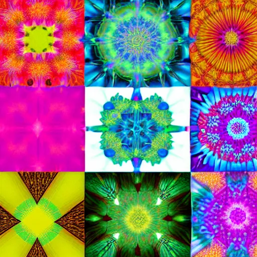a collage of papers, fractal, kaleidoscope, colorful. | Stable Diffusion | OpenArt