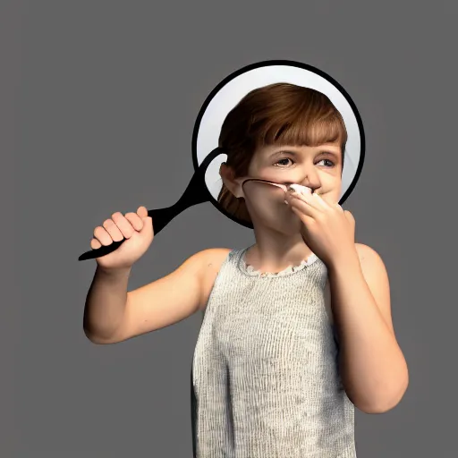 amelie holding a spoon up to her face, headshot, | Stable Diffusion ...